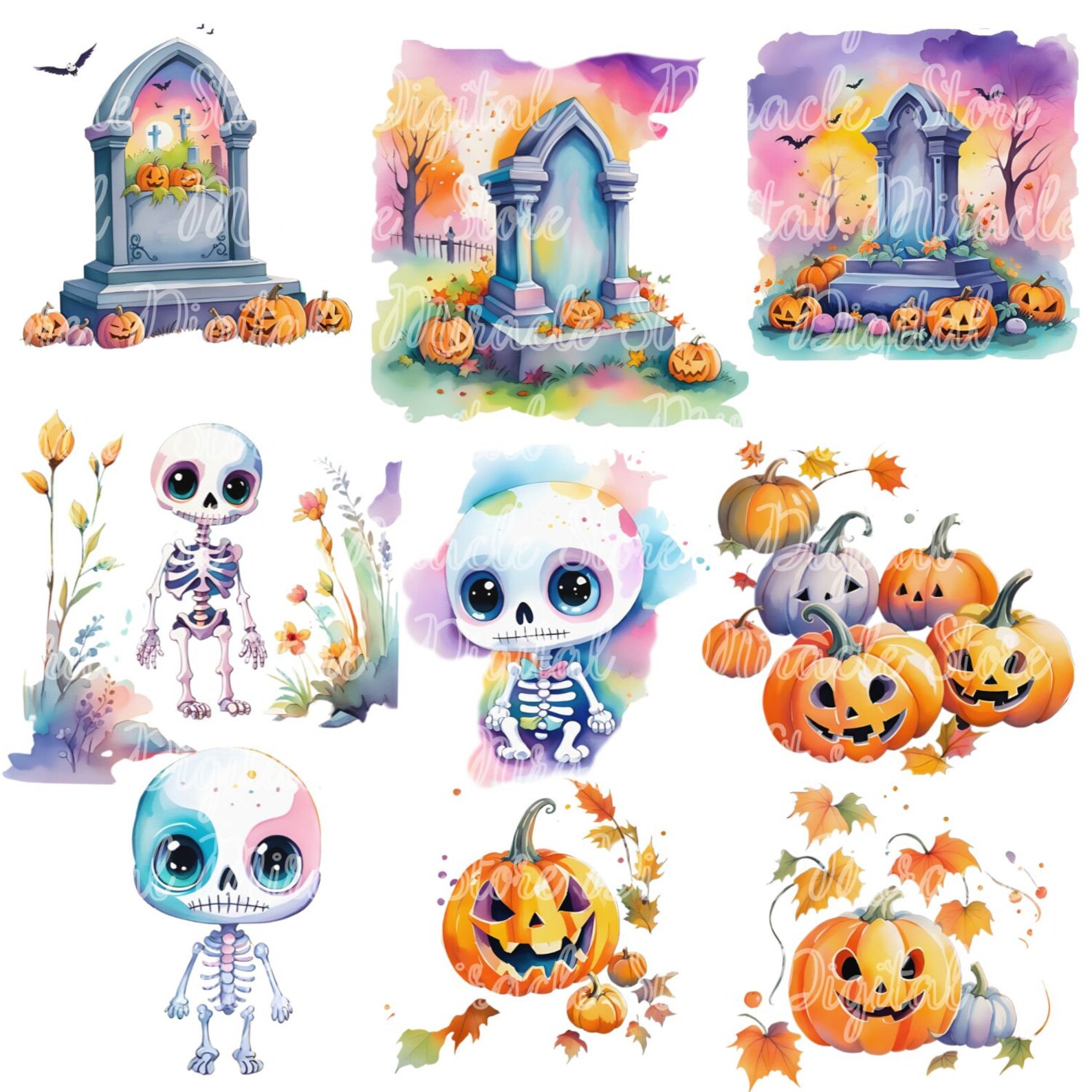 Halloween Clipart Cute Cute Halloween Bundle Halloween PNG - Etsy