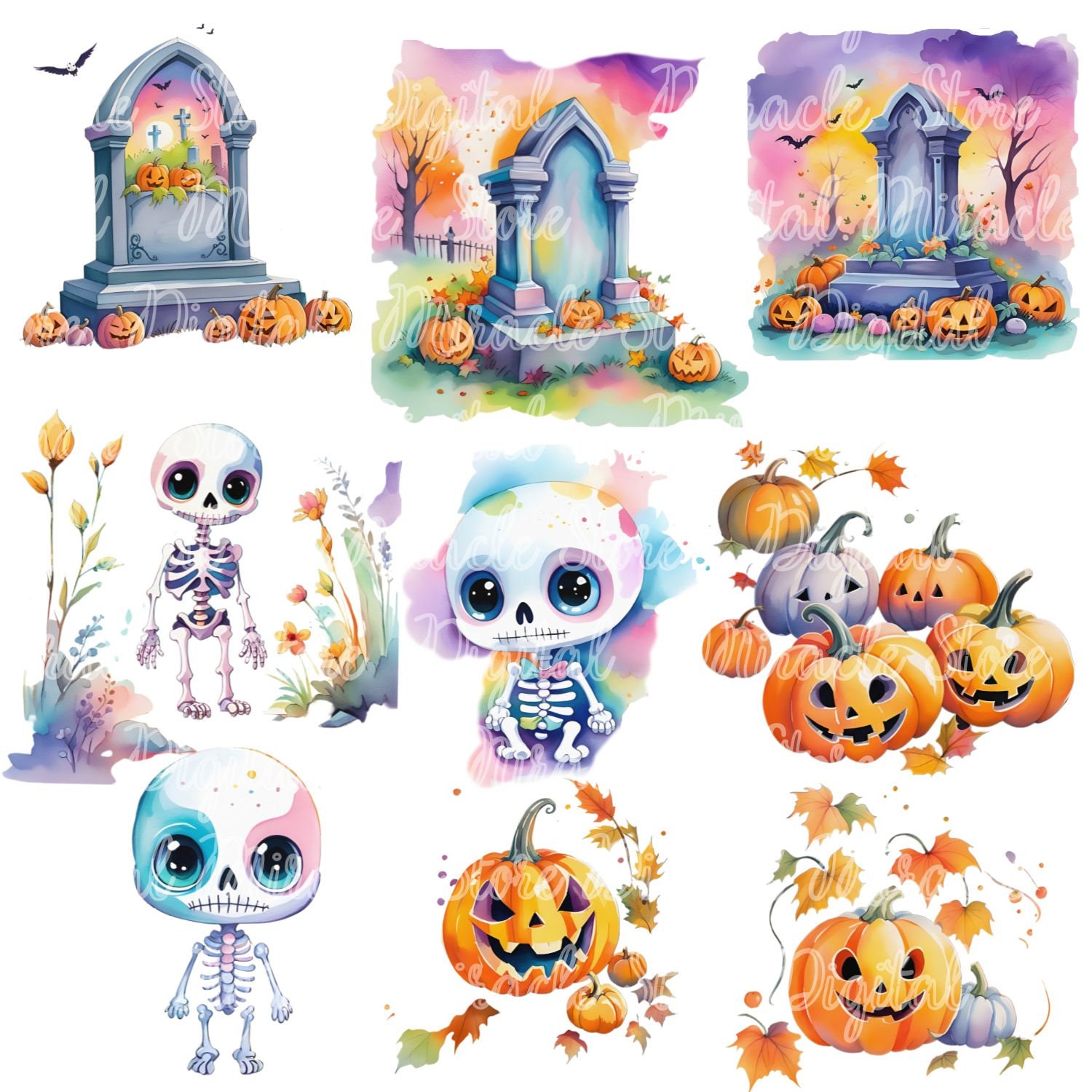 Halloween Clipart Cute Cute Halloween Bundle Halloween PNG - Etsy