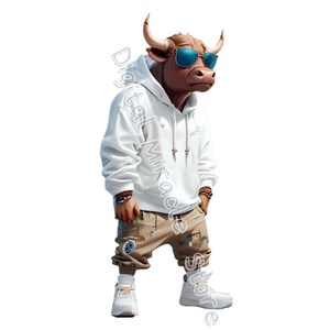 Cartoon Bull, Hip Hop Bull, Cool Bull, Funny Bull, Funny Farm Animal ...