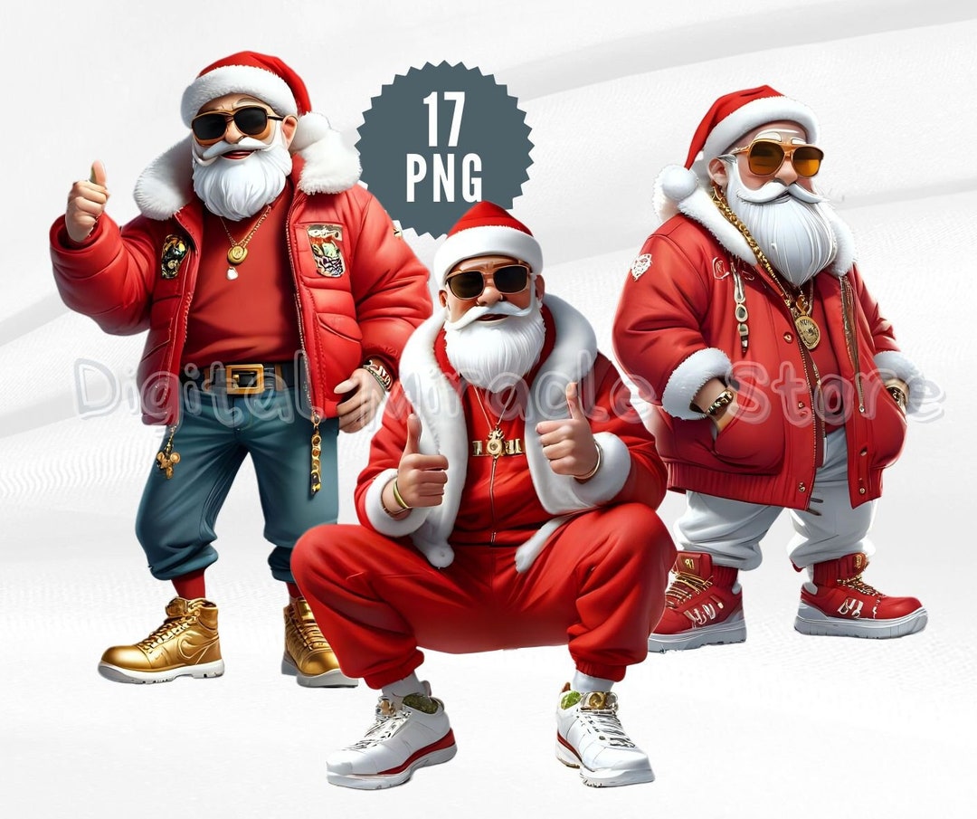 Cool Santa PNG, Santa With Sunglasses, Funny Santa, Hip Hop Santa ...