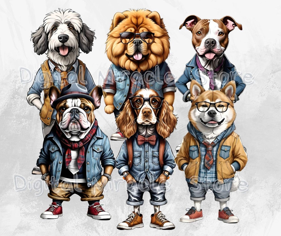 Hipster Dogs, Funny Dog Clipart, Dogs in Clothing, Dogs Wearing Glasses ...