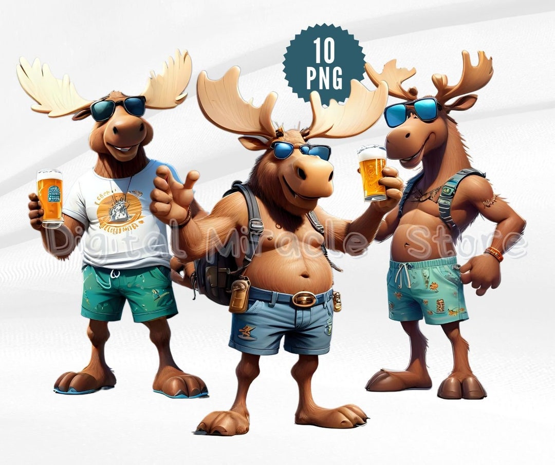 Moose With Beer, Moose With Sunglasses, Cool Moose PNG, Funny Moose ...