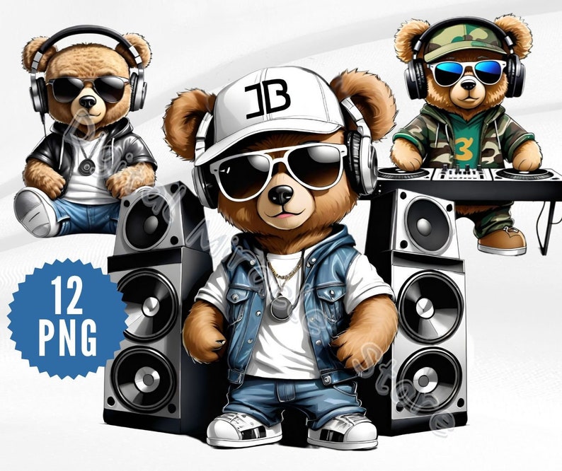 Music Teddy Bear, DJ Teddy Bear, Music Clipart, Teddy Bear in ...