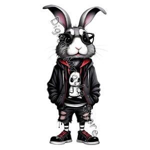 Emo Bunny PNG, Bunny Clipart, Emo Rabbit, Gothic Bunny, Punk Bunny ...