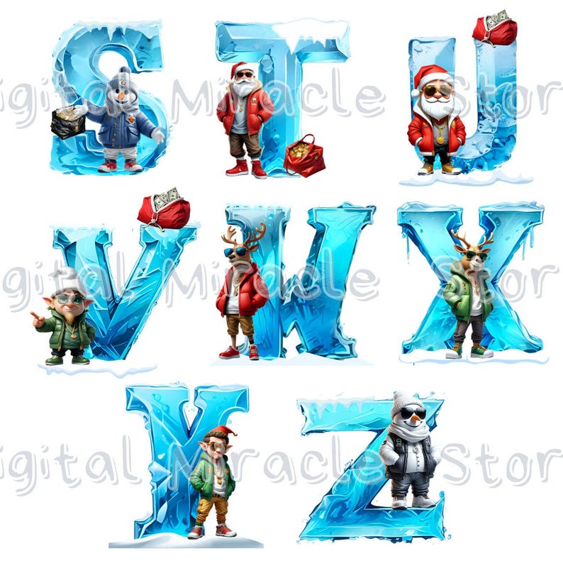 Christmas Alphabet, Ice Alphabet, Winter Alphabet, Christmas Font ...