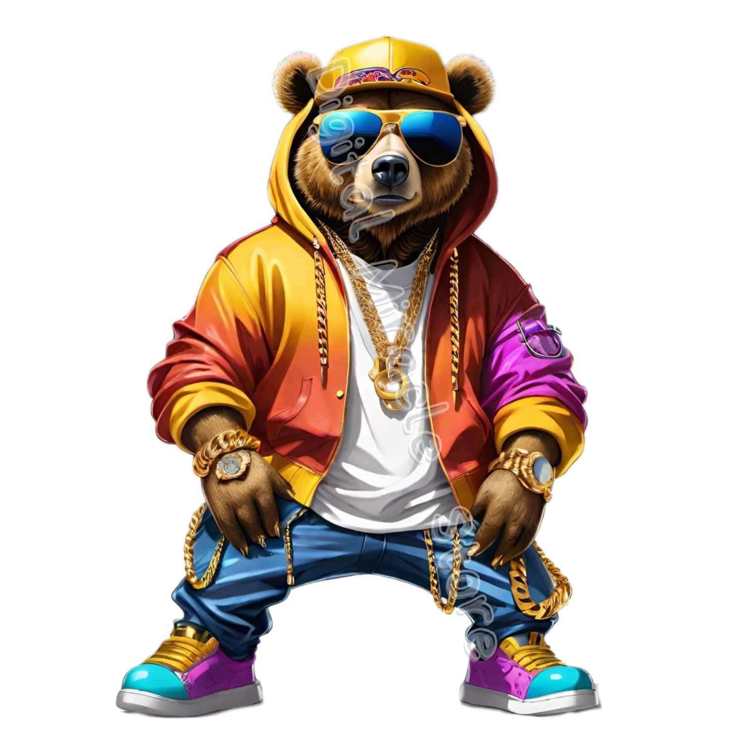 Hip Hop Bear PNG, Bear Sublimation, Gangster Bear, Cool Bear, Money ...