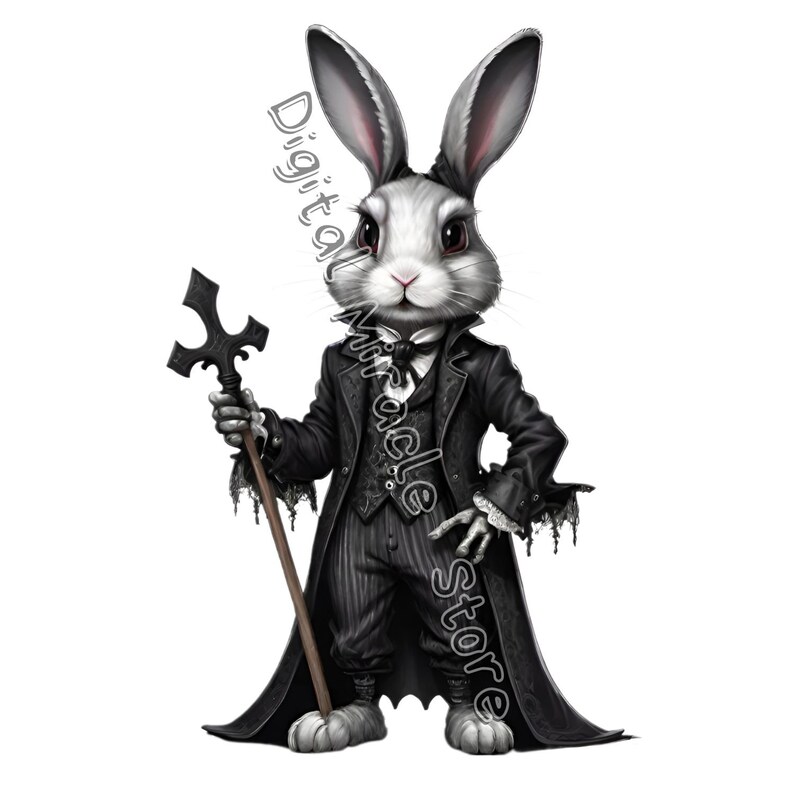 Gothic Bunny, Punk Bunny, Emo Bunny, Gothic Easter Clipart, Punk Easter PNG, Creepy Easter Bunny ...