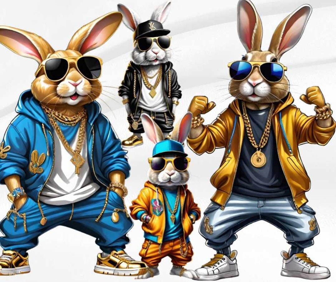 Cool Bunny, Rabbit in Clothes, Bunny Sublimation, Bunny Clipart, Hip ...