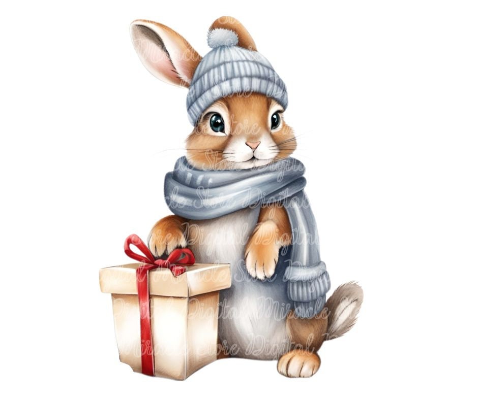 Winter Bunny PNG Christmas Bunny Clipart Rabbit Christmas - Etsy
