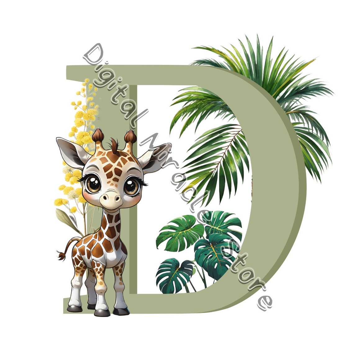 Letter D, Jungle Alphabet, Cute Safari Animals Clipart, Jungle Animal ...