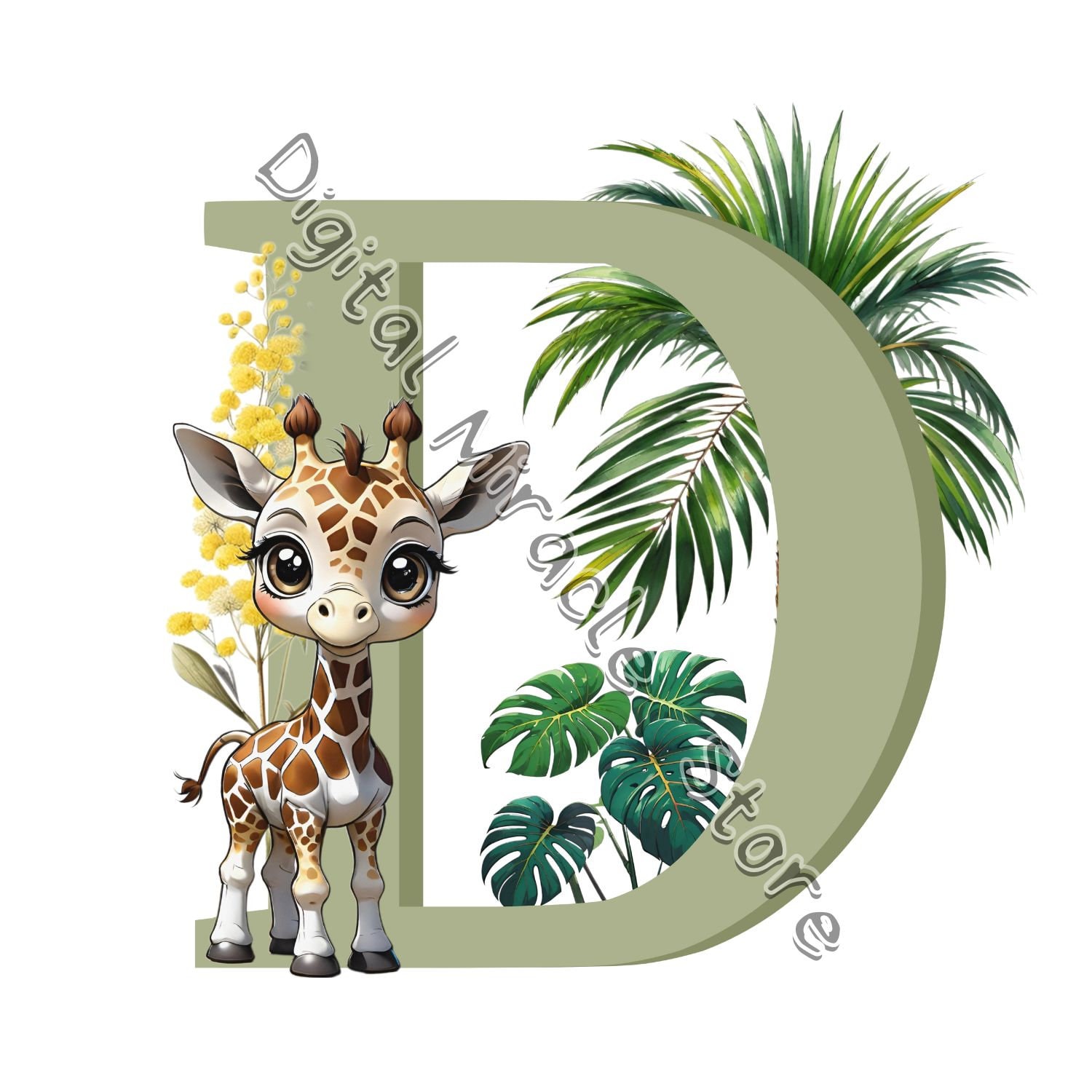 Letter D, Jungle Alphabet, Cute Safari Animals Clipart, Jungle Animal ...