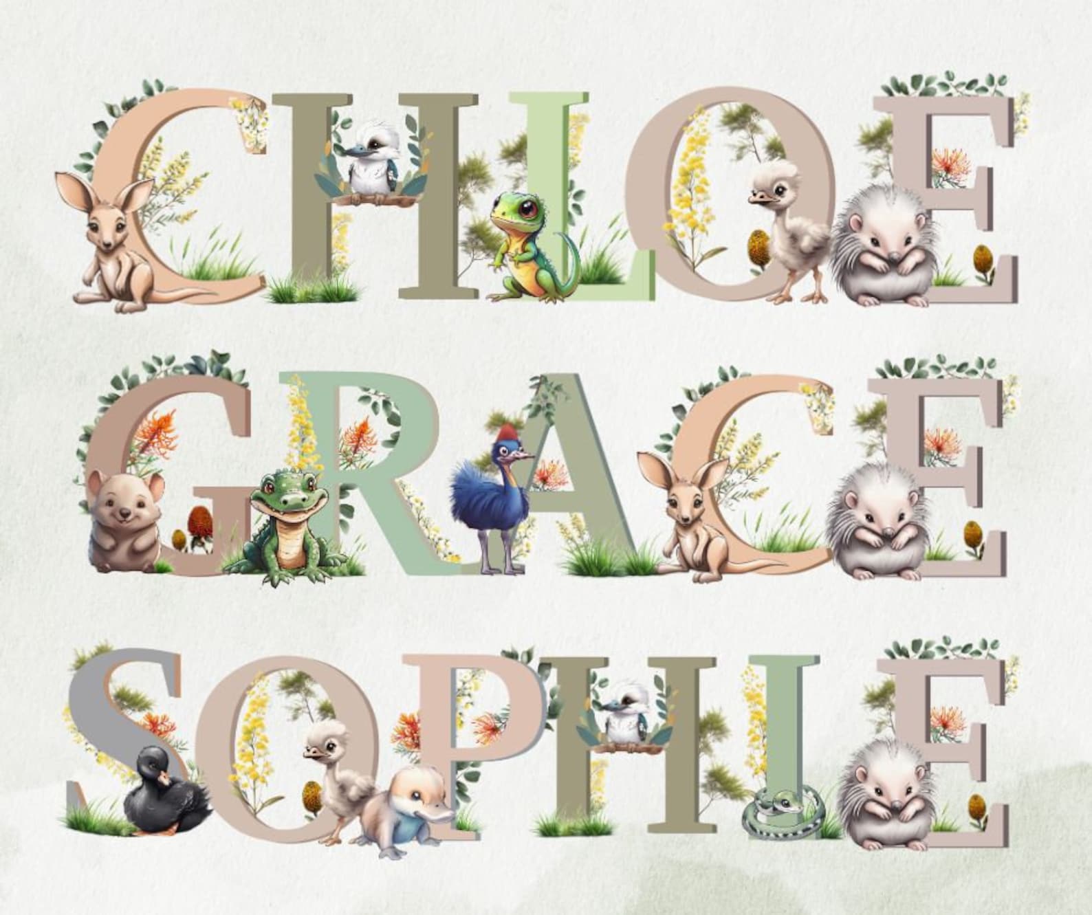 Australian Animals Alphabet, Aussie Animals Letters, Australia Alphabet ...