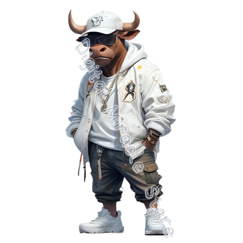 Cartoon Bull, Hip Hop Bull, Cool Bull, Funny Bull, Funny Farm Animal ...