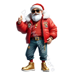Cool Santa PNG, Santa With Sunglasses, Funny Santa, Hip Hop Santa ...