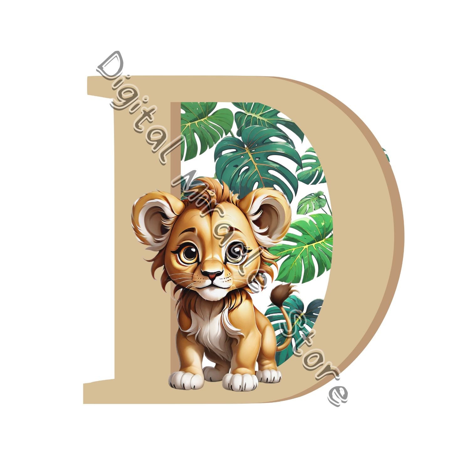 Letter D, Jungle Alphabet, Cute Safari Animals Clipart, Jungle Animal ...