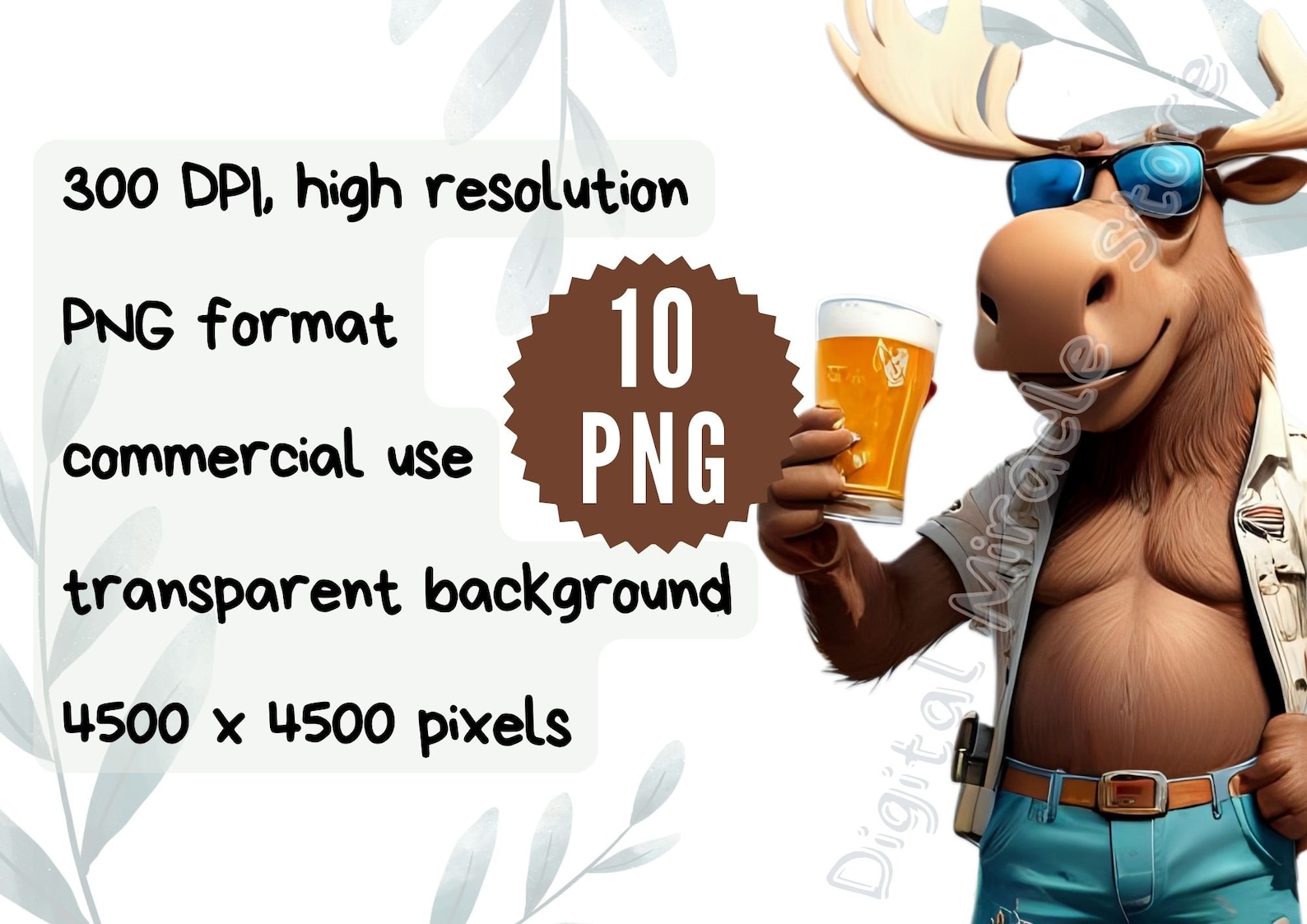 Moose With Beer, Moose With Sunglasses, Cool Moose PNG, Funny Moose ...