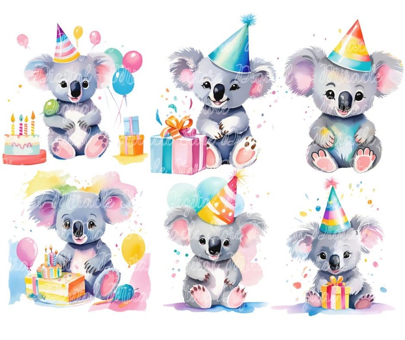 Koala Clipart, Koala PNG, Koala Birthday, Party Animal PNG, Koala Party ...