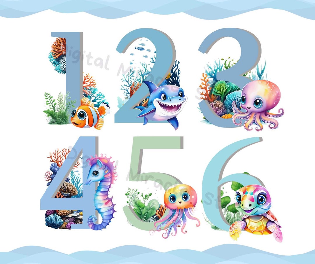 Ocean Numbers, Nautical Nursery, Ocean Font, Nautical Numbers ...