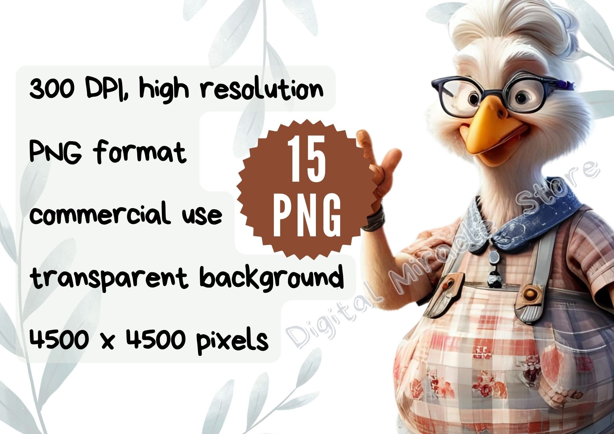Grandma Chicken, Funny Chickens Clipart, Old Age Hen, Chicken With ...