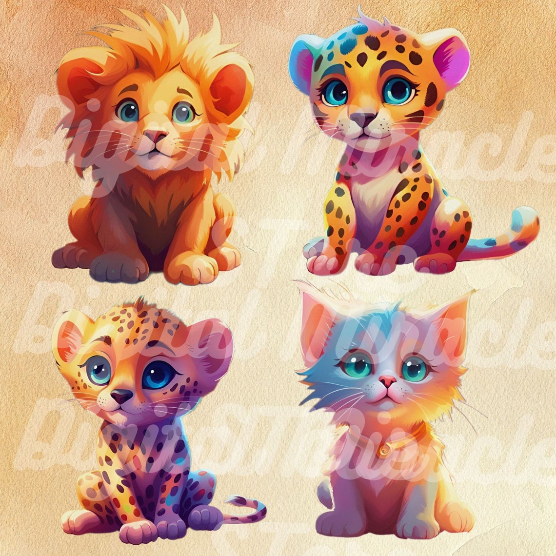 Cute Cat Clipart, Cute Big Cats Clipart, Magical Cat Clipart, Cute ...
