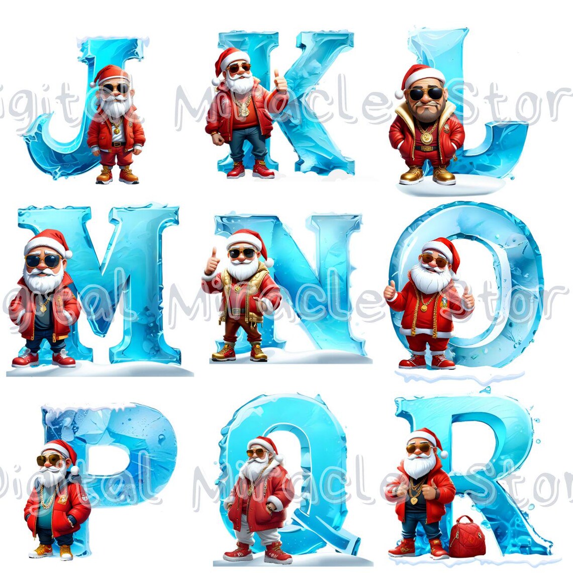 Santa Letters, Ice Alphabet, Winter Alphabet, Winter Alphabet Clipart ...