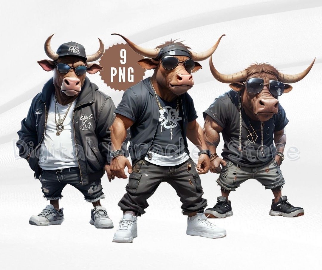 Cool Bull, Hip Hop Bull, Cartoon Bull, Funny Bull, Funny Farm Animal ...