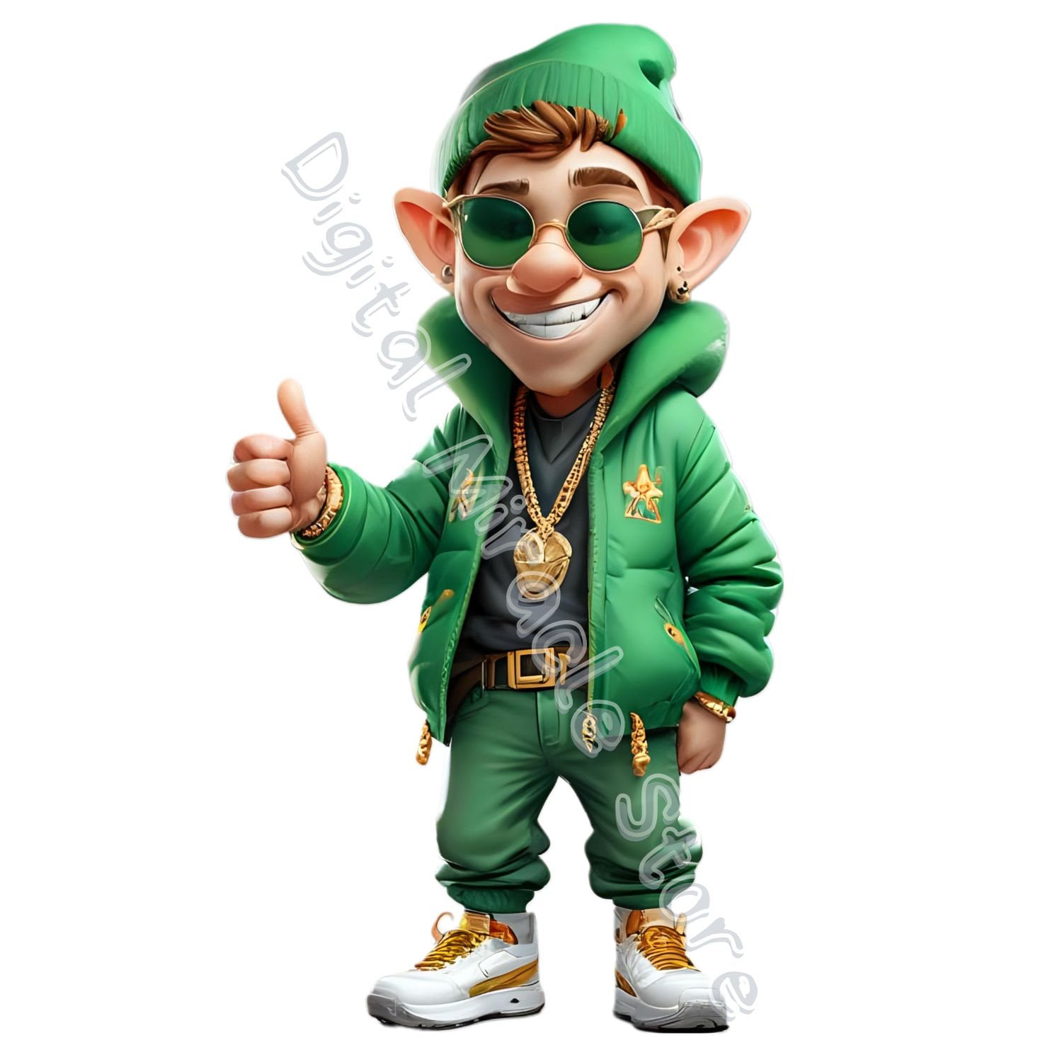 Cool Elf Clipart, Hip Hop Elves, Elf in Sunglasses, Funny Elf, Festive ...