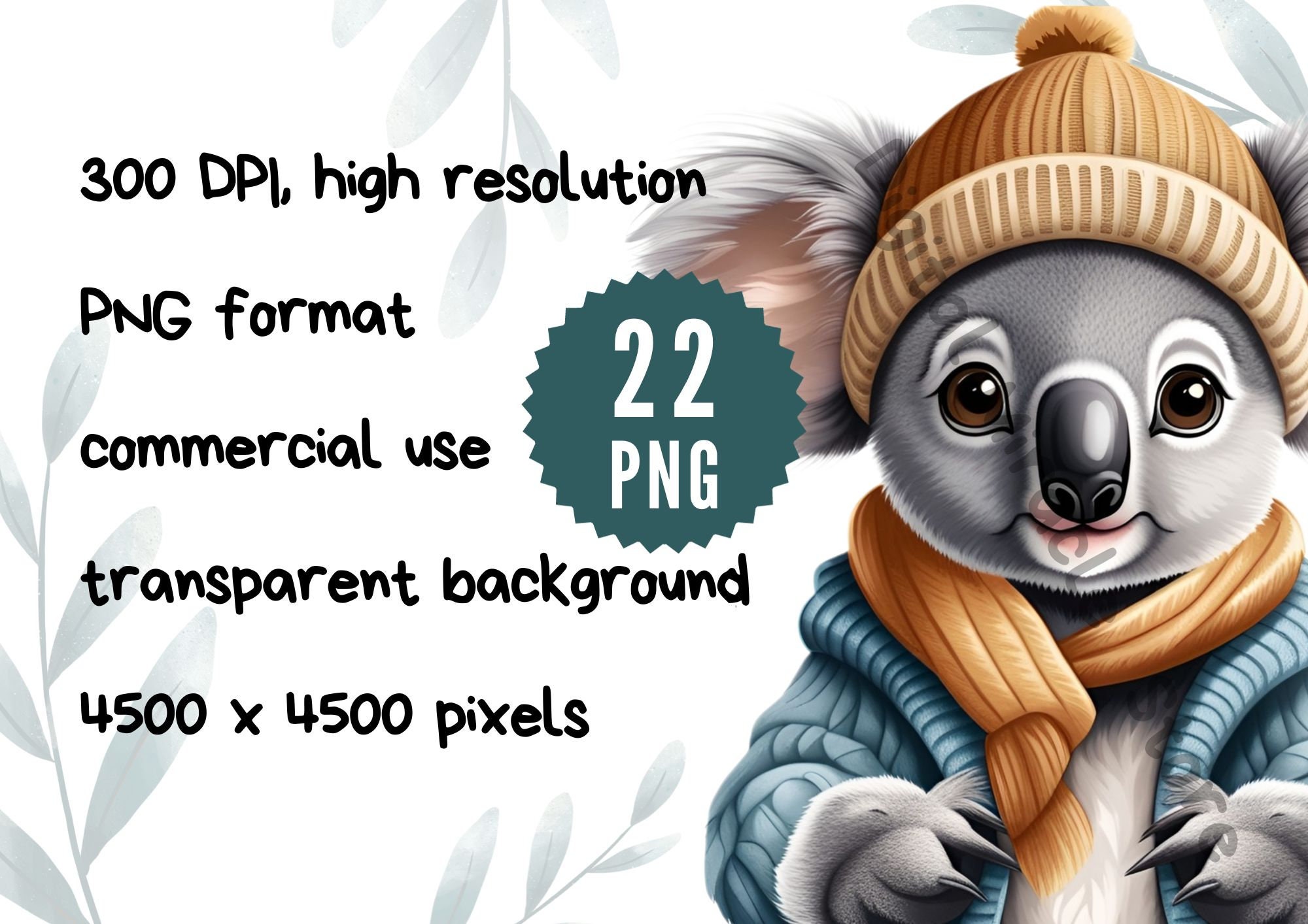 Winter Koala Clipart, Koala in a Hat, Aussie Witer PNG, Australian ...