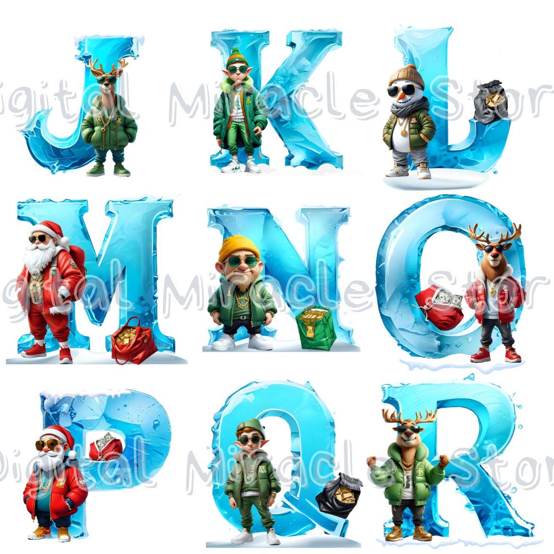 Christmas Alphabet, Ice Alphabet, Winter Alphabet, Christmas Font ...