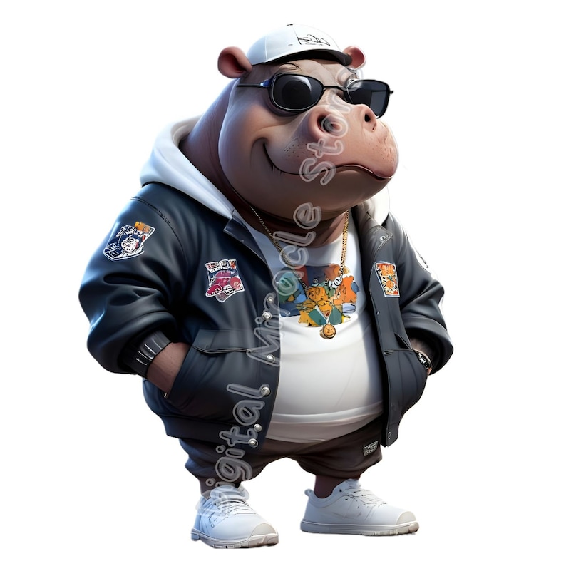 Hip Hop Hippo, Funny Hippo PNG, Cool Hippo With Sunglasses, Cartoon ...