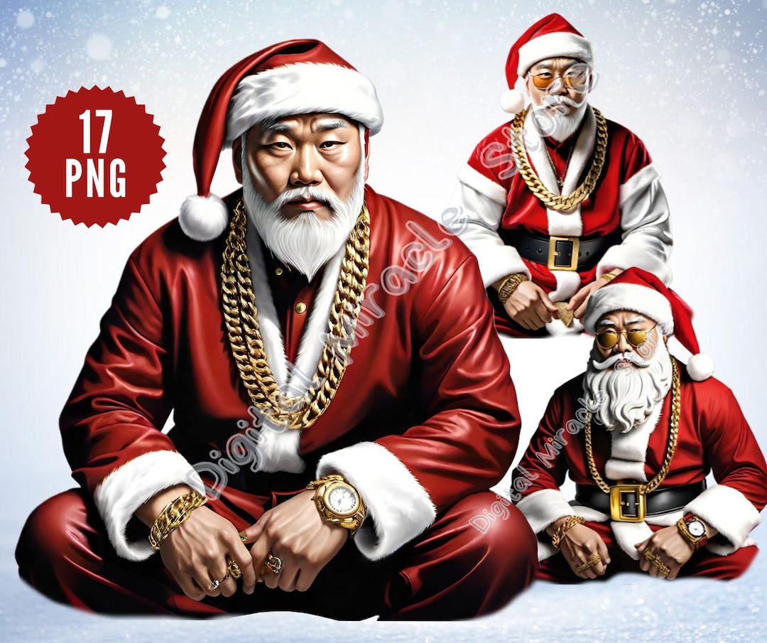 Asian Santa, Cool Santa PNG, Asian Christmas, Funny Santa PNG, Hip Hop ...