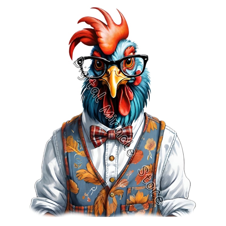 Funny Rooster PNG, Hipster Rooster, Funny Chickens Clipart, Funny ...