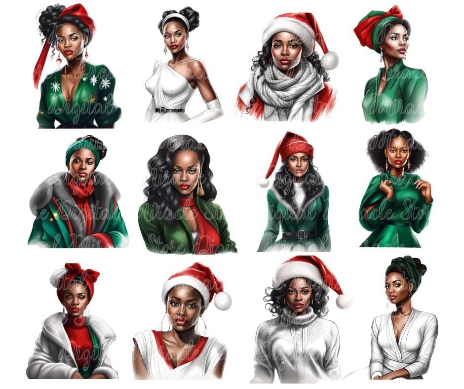 Black Woman Christmas PNG, Xmas Black Girl PNG, Afro Girl Christmas ...