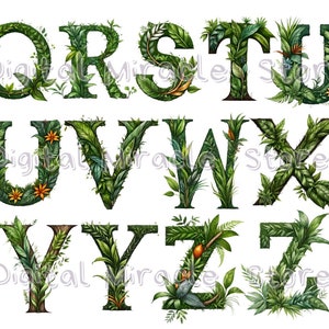 Jungle Alphabet, Tropical Leaves Alphabet, Moss Letters, Greenery ...