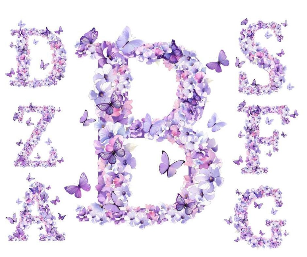 Floral Letters PNG, Purple Flowers Alphabet PNG, Flower Font PNG ...