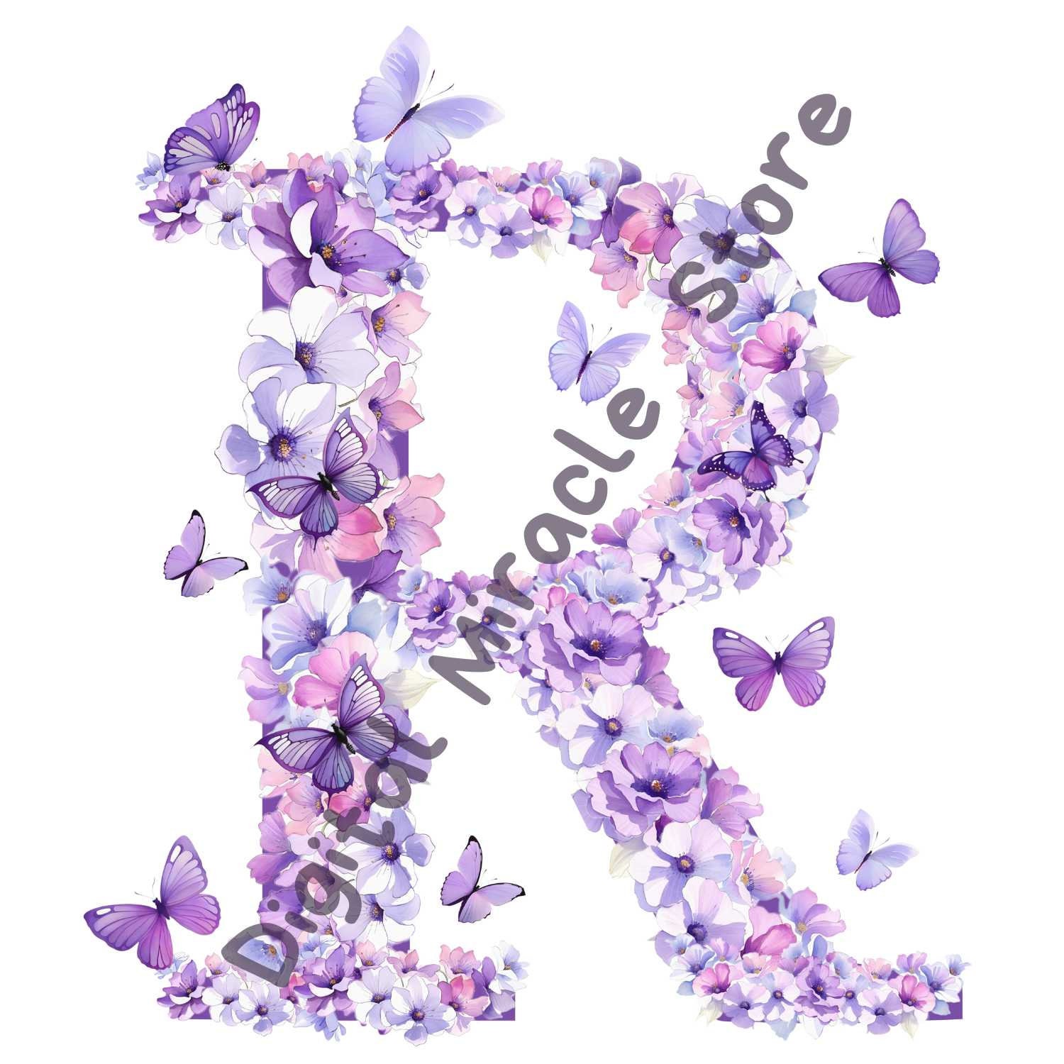 Floral Letters PNG, Purple Flowers Alphabet PNG, Flower Font PNG ...