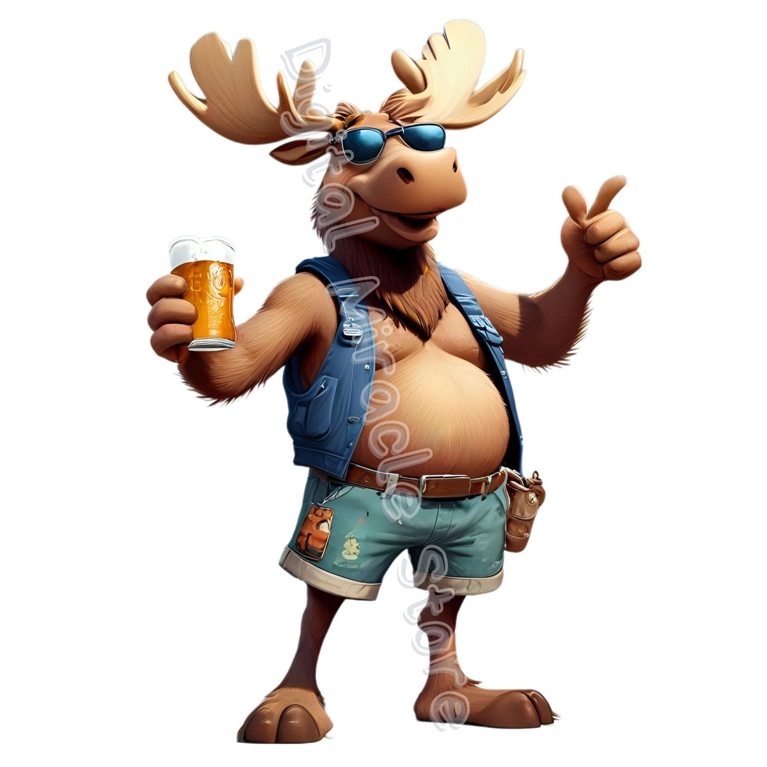 Moose With Beer, Moose With Sunglasses, Cool Moose PNG, Funny Moose ...
