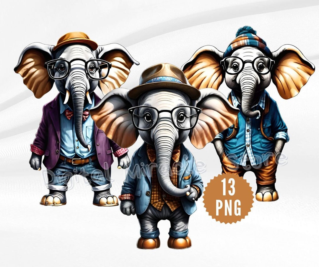 Hipster Elephant, Urban Elephant, Elephant in Glasses, Cool Elephant ...