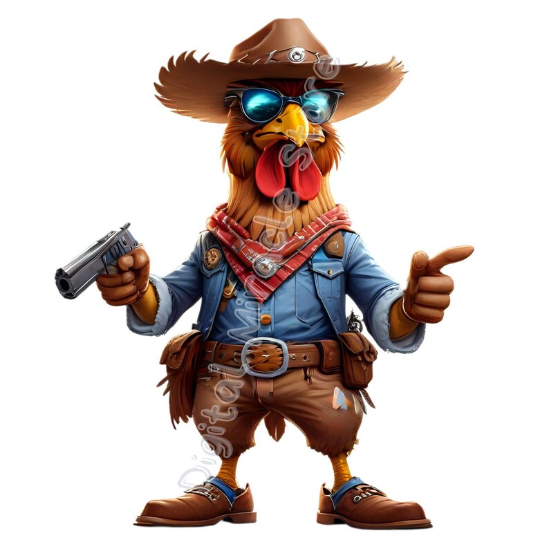 Cowboy Rooster Clipart, Funny Rooster PNG, Cowboy Chicken, Rooster in a ...