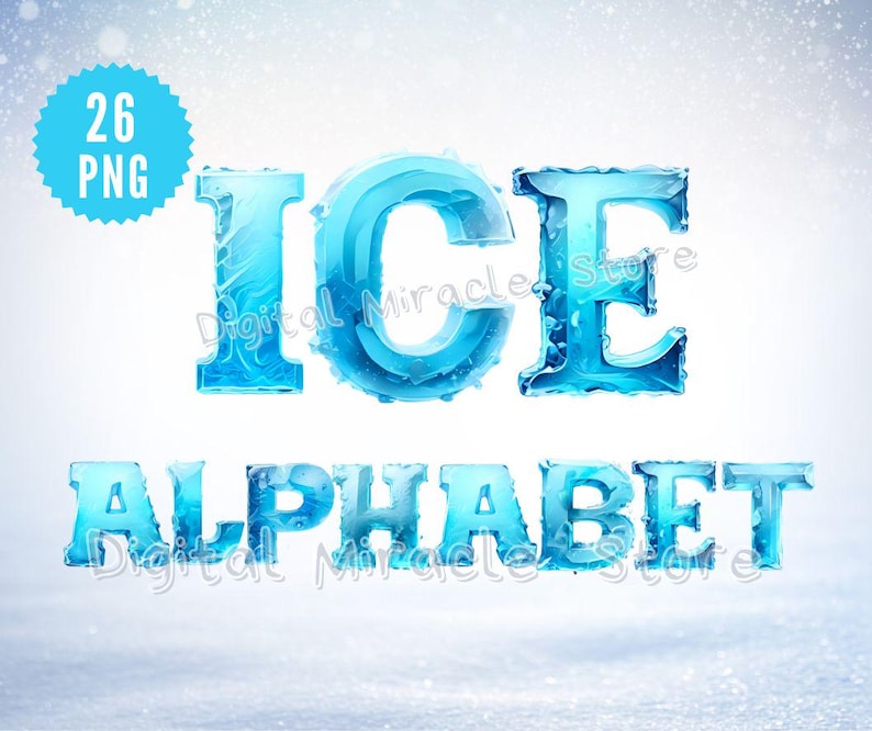 Ice Alphabet, Winter Alphabet, Christmas Font, Winter Alphabet Clipart ...