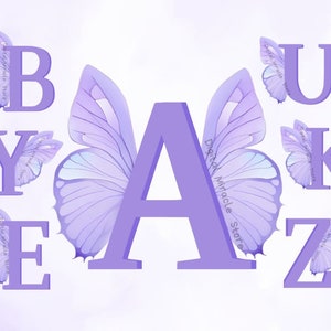 Purple Butterflies Letters, Butterfly Alphabet PNG, Butterfly Wing ...