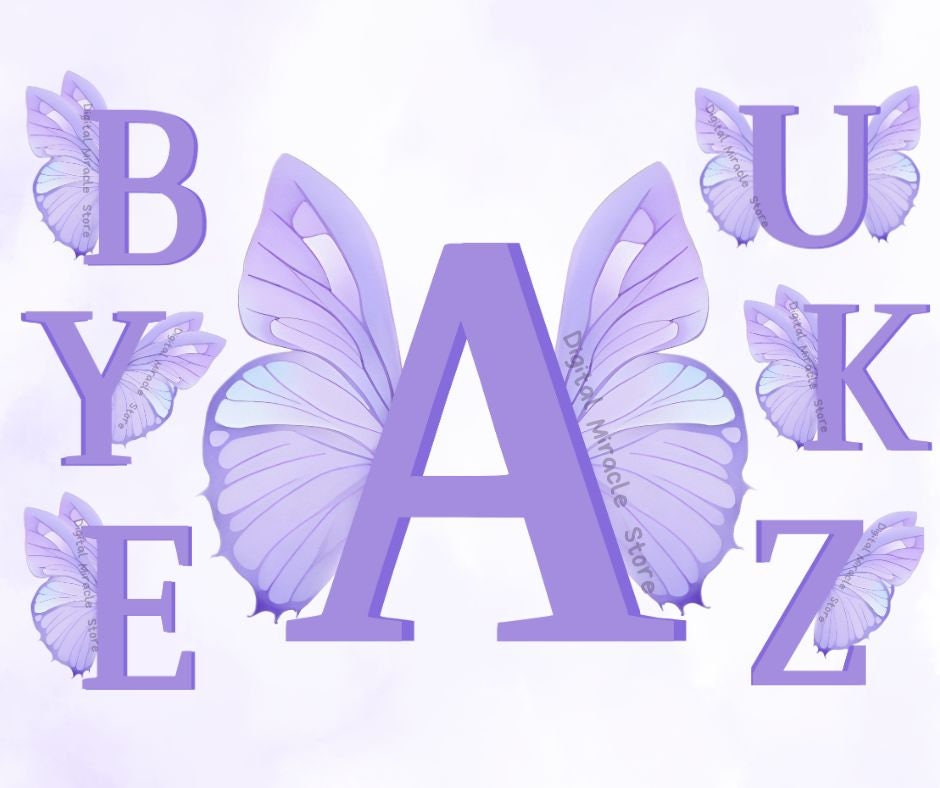 Purple Butterflies Letters, Butterfly Alphabet PNG, Butterfly Wing ...
