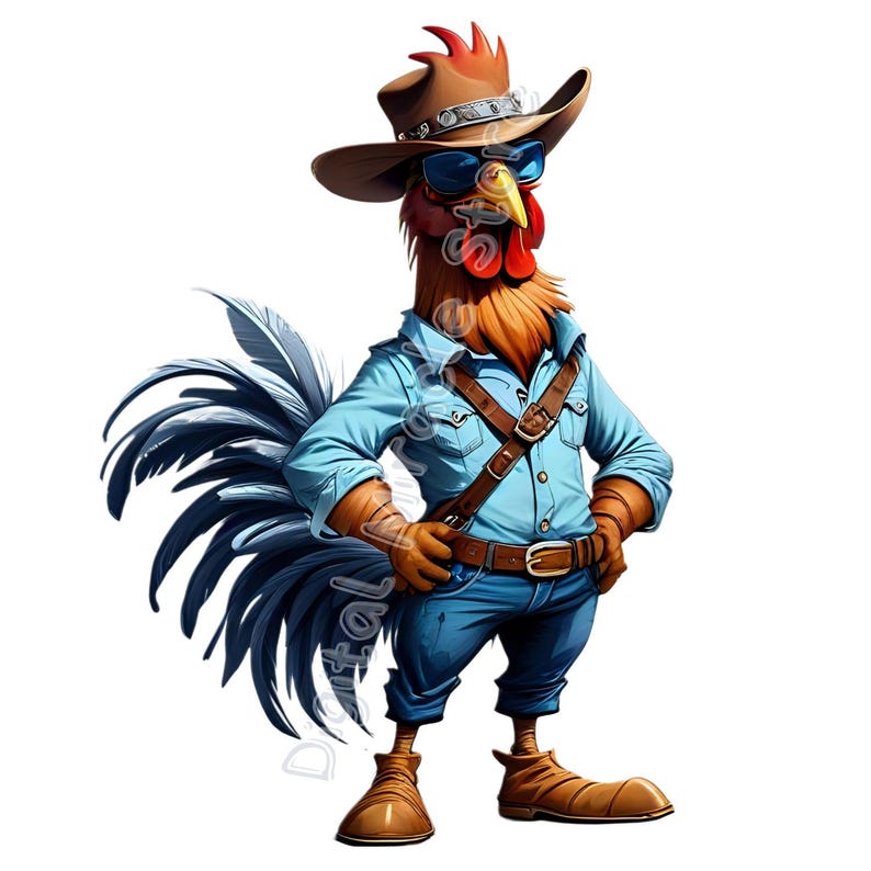 Cowboy Rooster Clipart, Funny Rooster PNG, Cowboy Chicken, Rooster in a ...