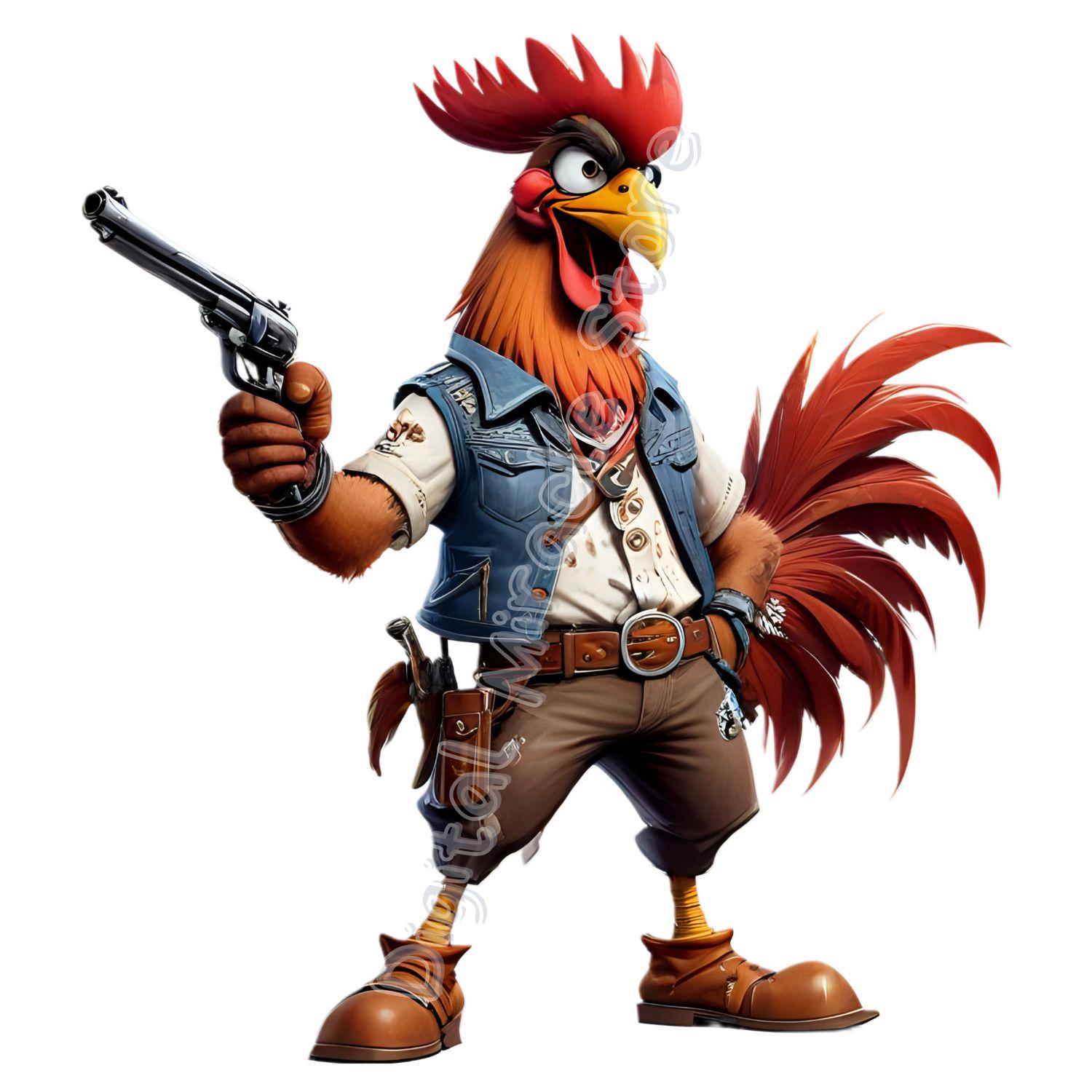 Cowboy Rooster Clipart, Funny Rooster PNG, Cowboy Chicken, Rooster in a ...