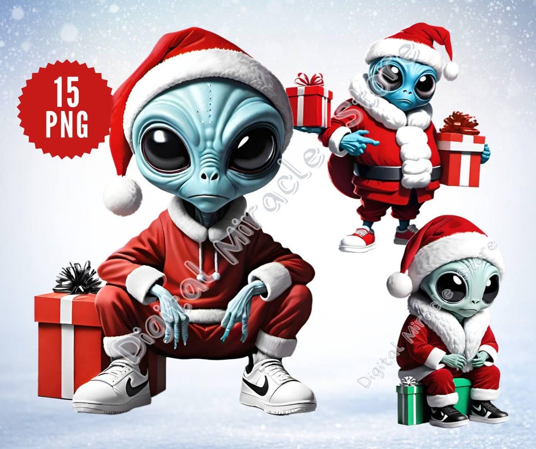 Alien Santa, Alien Christmas, Alien, Cute Aliens Clipart, Alien Clipart ...