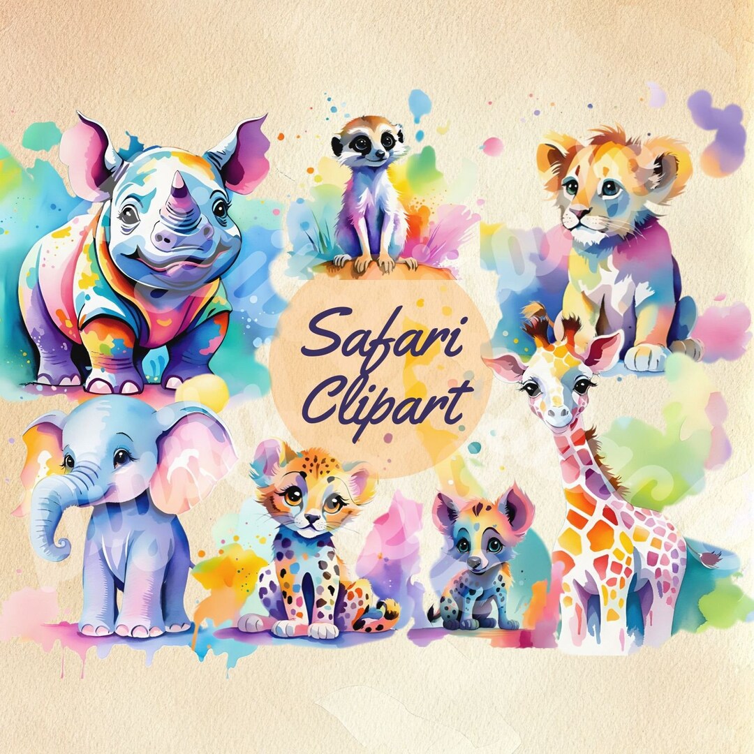 Safari Animals Clipart Jungle Clipart Cute Safari Animals - Etsy