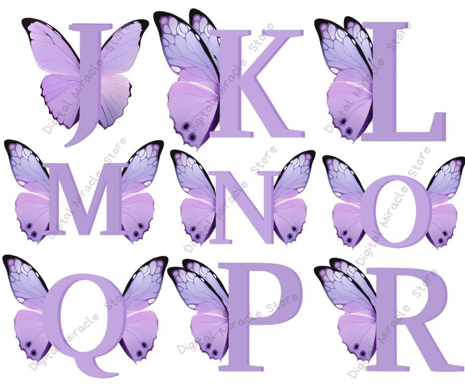 Butterfly Wing Letters, Butterfly Monogram Clipart, Butterfly Alphabet ...