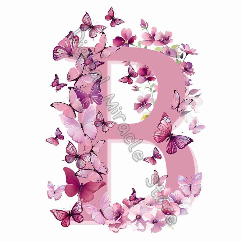 Pink Letters PNG, Pink Alphabet, Butterfly Alphabet PNG, Butterfly ...
