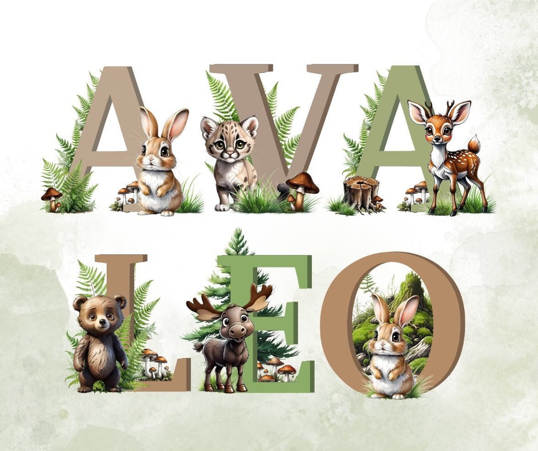 Woodland Alphabet, Forest Alphabet, Woodland Animals Clipart, Cute ...