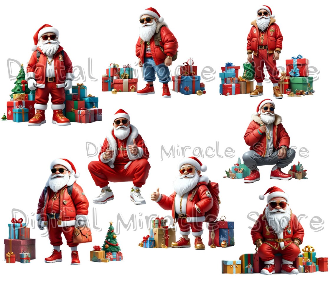 Cool Santa PNG, Santa With Sunglasses, Funny Santa, Hip Hop Santa ...